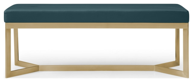 Garland Bench-Dark Teal/Gold - Contemporary - Upholstered Benches - by ...