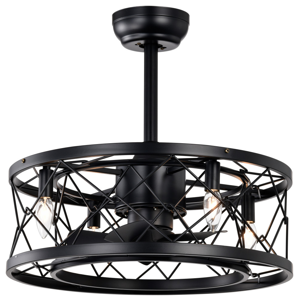 20" Matte Black Low Noise Small Ceiling Fan for Bedroom - Industrial ...