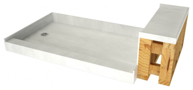 Base'N Bench 30x60 Shower Pan Left Drain Single Curb With Seat ...