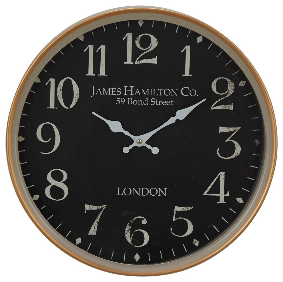 Traditional Black Metal Wall Clock 52587 - Transitional - Wall Clocks ...