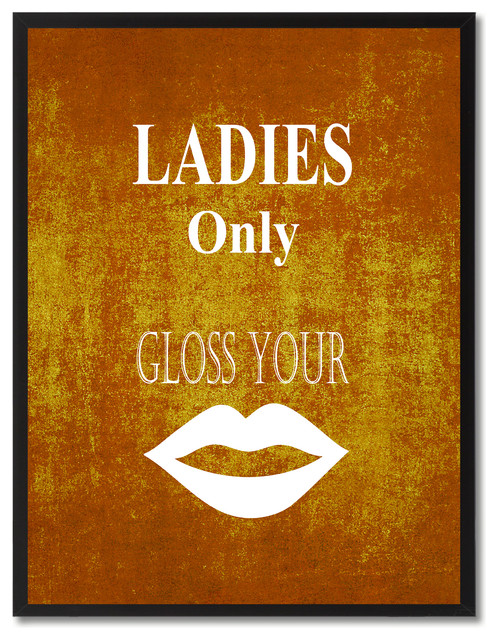"Ladies Only" Sign Brown Print on Canvas with Picture Frame, 13"x17 ...
