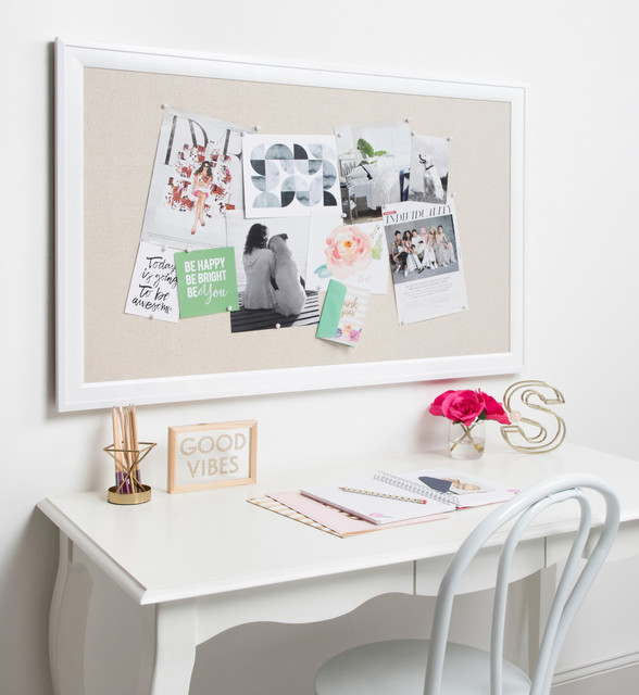 Bosc Framed Linen Fabric Pinboard, White 27.5x43.5, 27.5x43.5 ...
