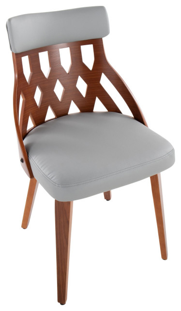 York Chair, Set of 2, Walnut Wood, Light Gray PU - Midcentury - Dining ...