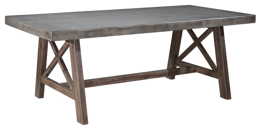 Zuo Modern Ford Dining Table Cement & Natural - Industrial - Outdoor ...