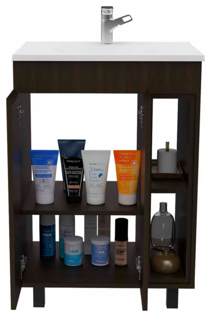 Palmer 24" Vanity Cabinet, 1 Cabinet With Division-2 Small Shelves ...