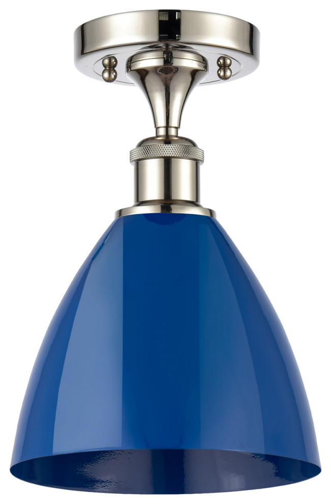 Ballston Plymouth Dome 1 Light Semi-Flush Mount, Polished Nickel, Matte ...