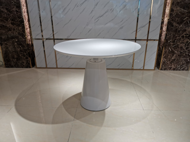 White Lacquer Top Dining Table With White Powder Coating Base ...