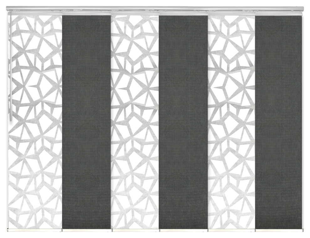 Scattered-Koala Gray 6-Panel Track Extendable Vertical Blinds 70-130 ...