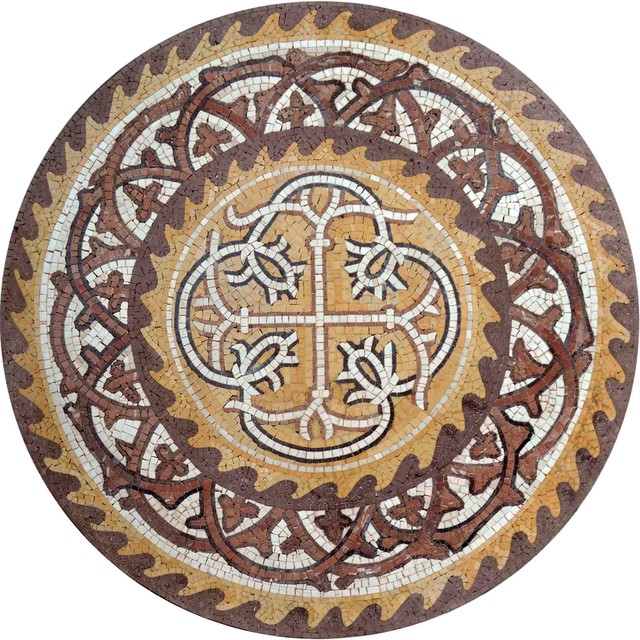 Mosaic Medallion, Coin Shaped, 32" x 28" - Contemporary - Tile Murals ...