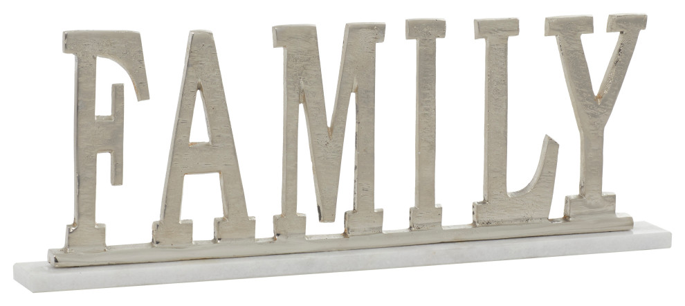 Silver Aluminum Traditional Decorative Sign, 8"x22"x2" - Contemporary ...