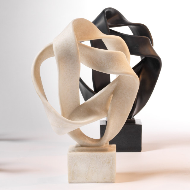 Black Polyresin Intertwined Object on Stand - Contemporary - Decorative ...