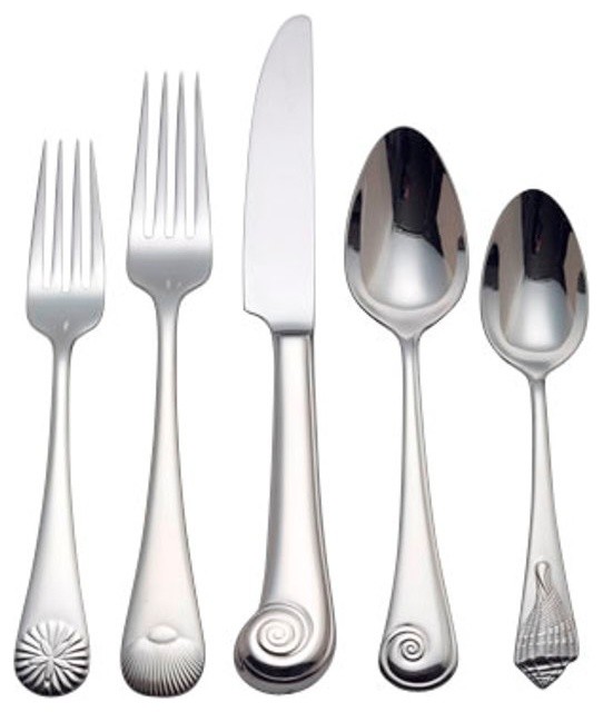 Reed & Barton Sea Shells 40-Piece Flatware Set - Beach Style - Flatware ...