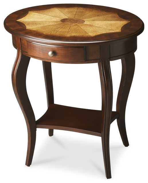 Jeanette Plantation Cherry Oval Accent Table - Traditional - Side ...