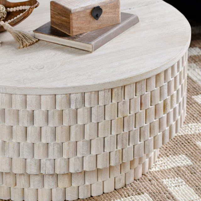 Norwood 40" Round Coffee Table, Brown - Farmhouse - Coffee Tables - by ...