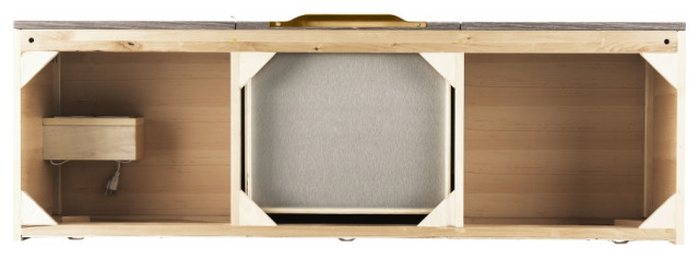 59 Inch Ash Gray Double Sink Bathroom Vanity Gold Metal Base, James ...