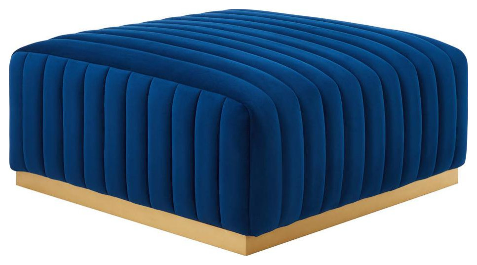 Conjure Channel Tufted Performance Velvet Ottoman - Contemporary ...