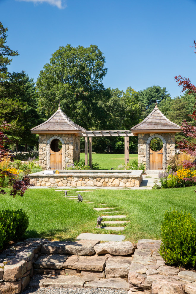 English Garden with Follies leading to Soake Pool - Victorian - Pool ...