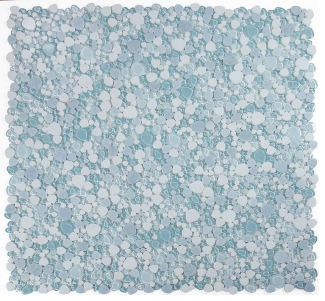 Mosaic Marble and Glass Tile, Pebble Look - Contemporary - Mosaic Tile ...