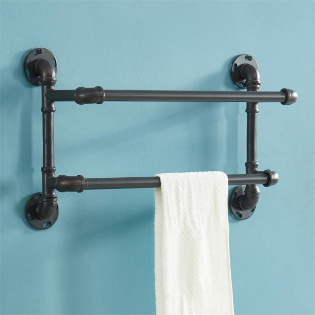 Furniture of America Ratros Industrial Metal Towel Rack in Sand Black ...