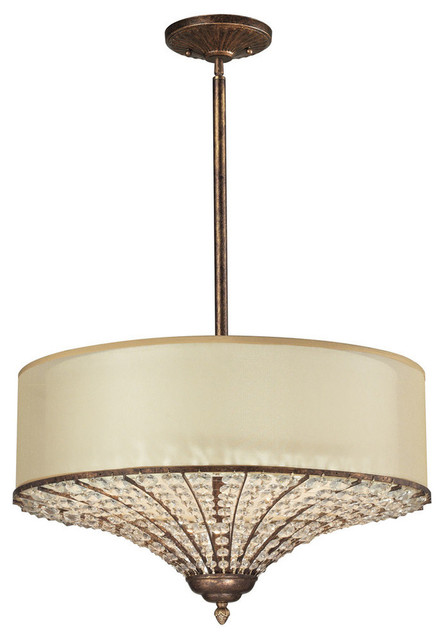 Crystal Spring 3-Light Pendant, Spanish Bronze - Traditional - Pendant ...