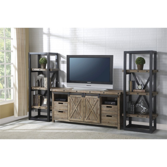 Home Square 2-Piece Set with Side Pier and Console in Light Brown ...