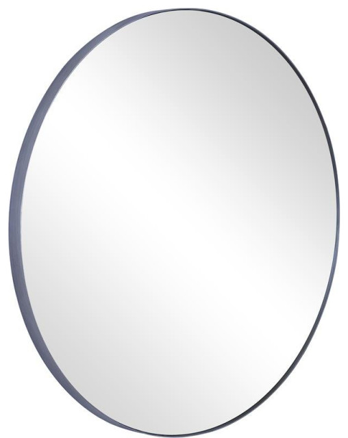 Camden Isle 32 Inch Round Black Metal Frame Mirror - Transitional ...