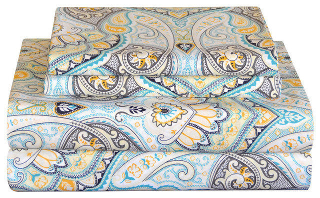 Pointehaven 200 TC Printed Percale Sheet Set, Queen - Rustic - Sheet ...