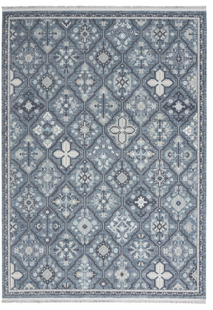 Nourison Lennox LEN02 Transitional Blue/Grey Rectangle Area Rug, 9'x12 ...