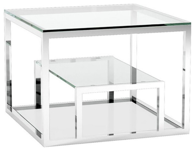 Uptown Club End table Silver Multi Shelves Silver - Contemporary - Side ...