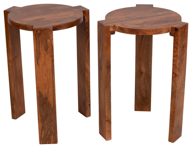 Wood, Set of 4 14X20 Accents Tables, Brown, 13.5x13.5x20 inches ...