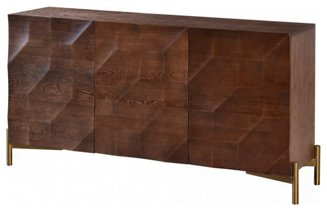 Honeycomb Buffet, Mid Century Casegood, Modern Wooden Walnut Cabinet ...