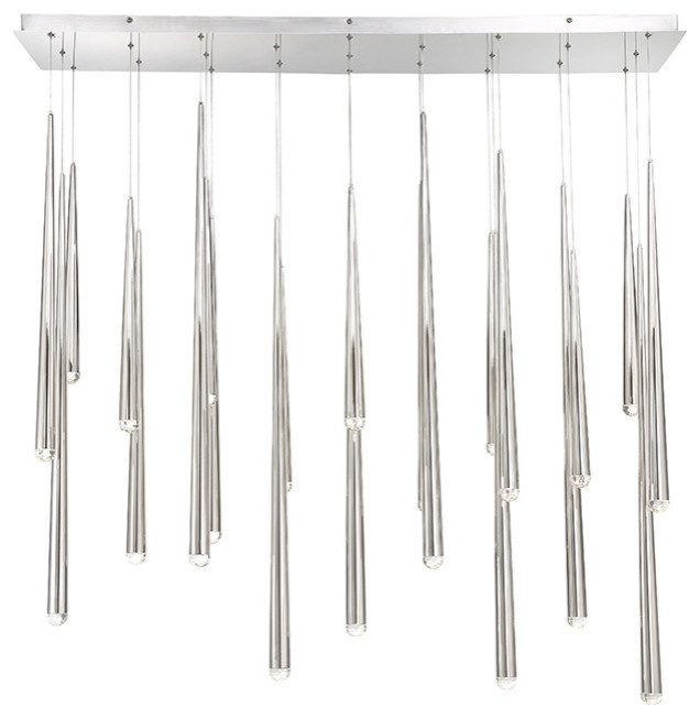 Modern Forms Cascade LED 23-Light Linear Chandelier in Polished Nickel ...