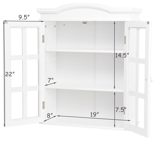 Wall-Mount Bathroom Double Doors Shelved Storage Cabinet - Transitional ...