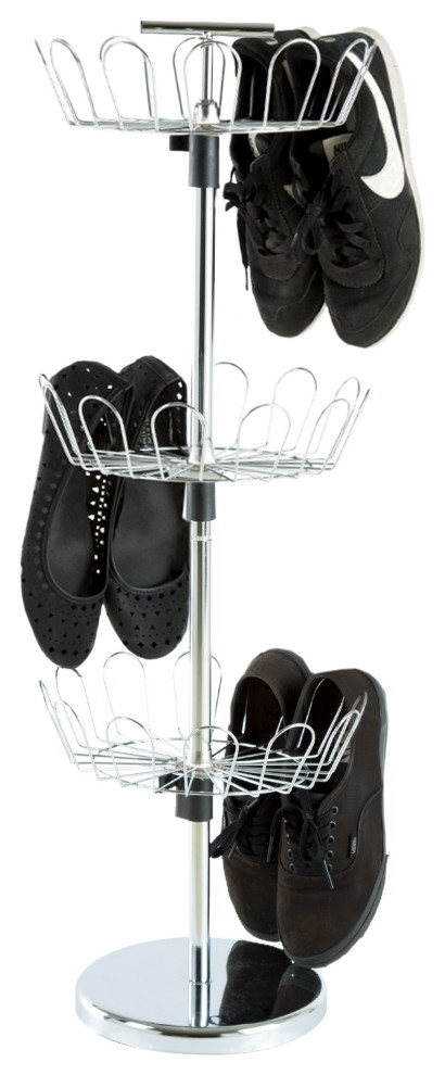 Rotating Shoe Rack 3-Tier Shoe Tower Freestanding Vertical Shoe ...
