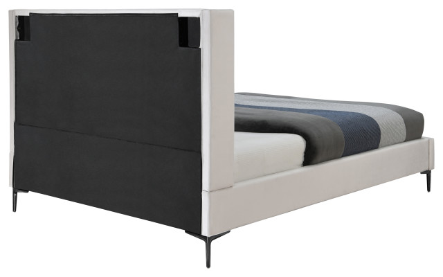 Nadia Velvet Upholstered Bed, Queen - Midcentury - Platform Beds - by ...