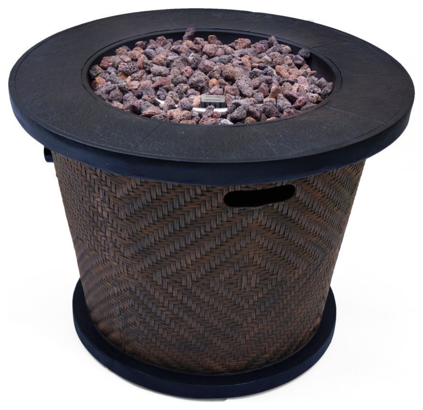 GDF Studio Elizabeth Outdoor 32" Circular 40,000 BTU Concrete Fire Pit ...