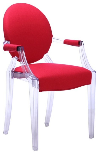 Set of 2 Ghost Arm Chairs with Cushions, Red, 36"x21"x22 ...