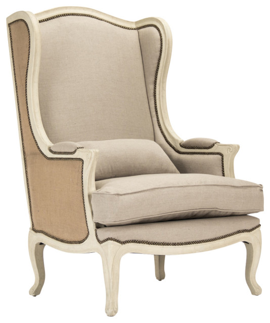 Leon Chair, Natural Linen, Burlap - French Country - Armchairs And ...