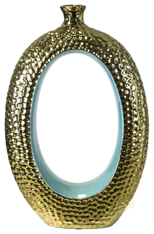 Dimpled Ceramic Vase, Gold - Contemporary - Vases - by Benzara ...