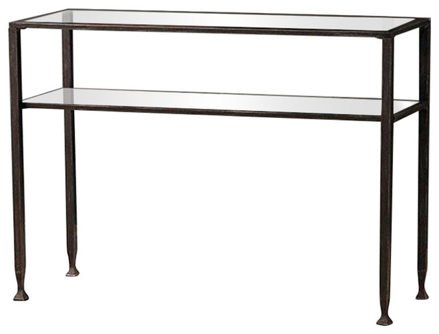 Metal Sofa Table With Glass Top | Baci Living Room