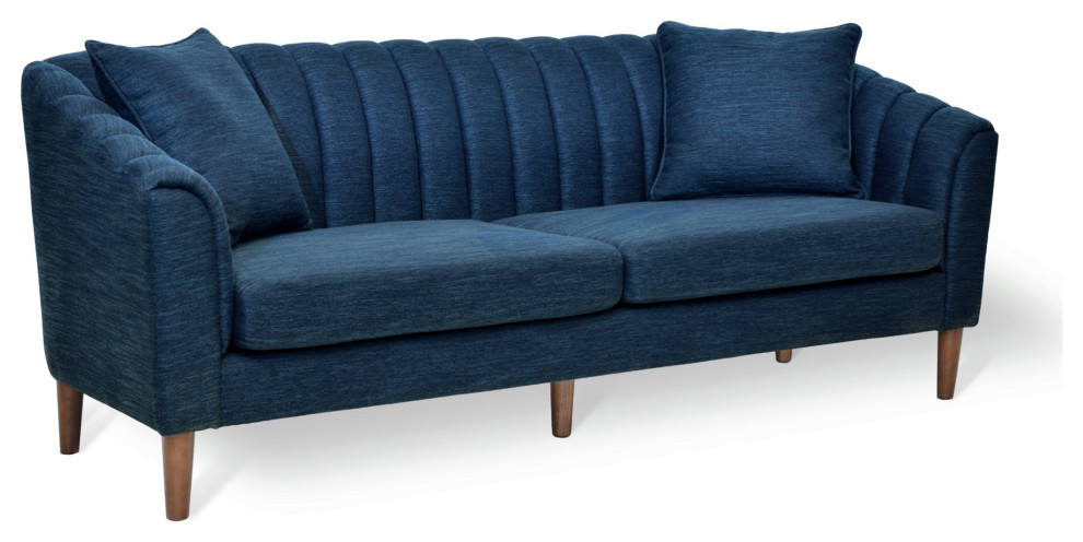 Contemporary Sofa, Cushioned Seat & Rounded Back With Channel Tufting ...