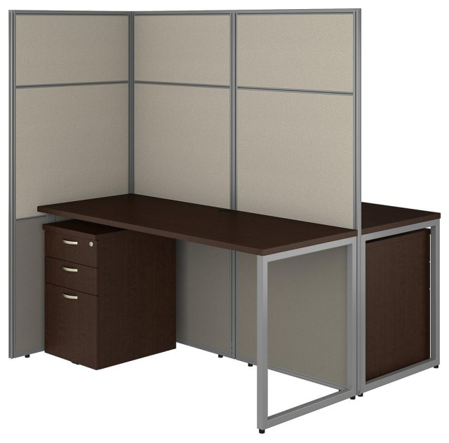 Easy Office 60W 2 Person Cubicle Desk With File Cabinets and 66H Panels ...