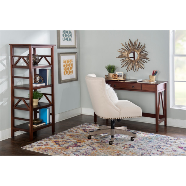 Linon Titian Pine Wood Classic One Drawer Desk in Rich Tobacco Brown ...