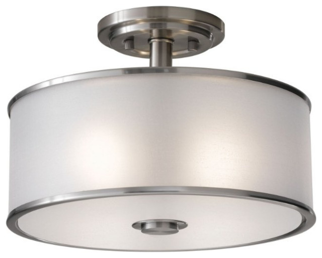 13"18.6W 2 LED Semi-Flush Mount Brushed Steel Silver Organza, Brushed ...