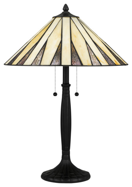 Luxury Cottagecore Tiffany Table Lamp, Matte Black, UQL7002 - Craftsman ...