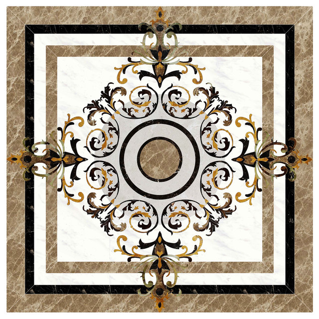 Fancy Canvas Medallion, 48" Square, 48" Square - Traditional - Floor ...