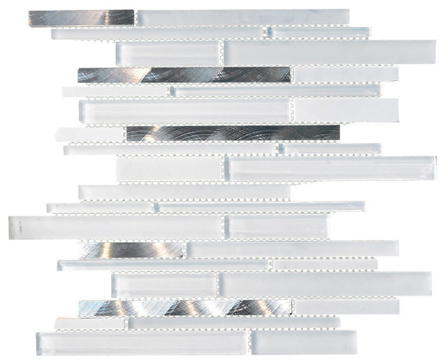 Saturn Mosaic Tile Sheet, White, Sample - Contemporary - Mosaic Tile ...