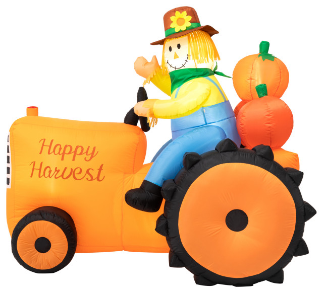 7' Fall Lighted Inflatable Tractor Decor - Traditional - Outdoor ...