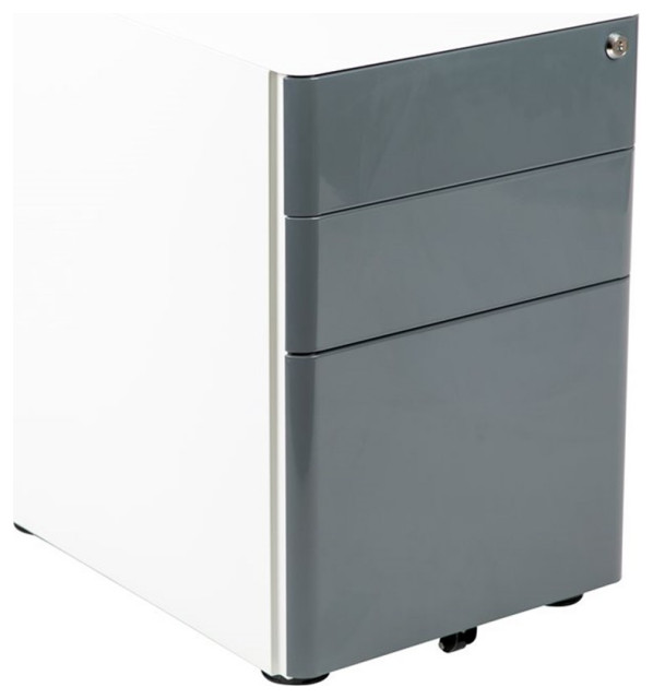Flash Furniture 3 Drawer Smooth Modern Mobile File Cabinet in Black ...