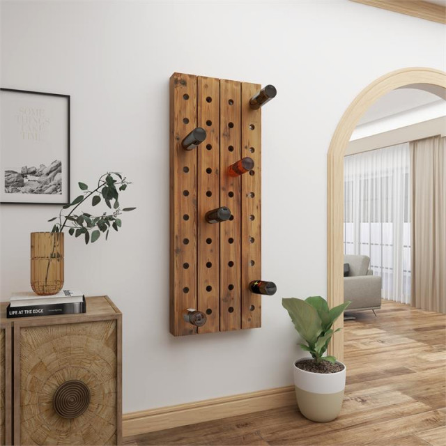 Brown Rustic Wall wine Rack - Rustic - Wine Racks - by Crafters and ...